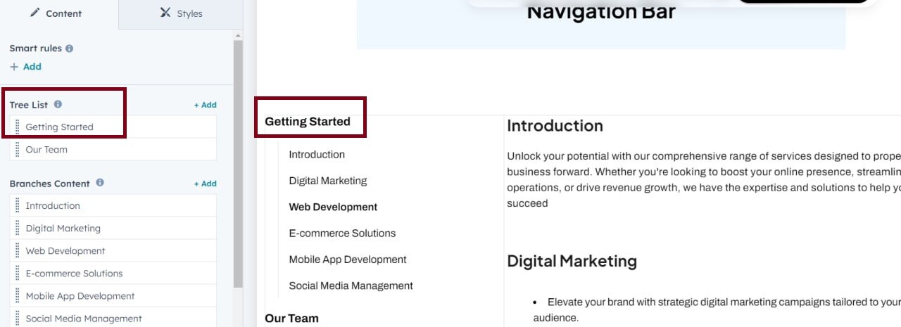 Vertically Fixed Navigation Bar Module for HubSpot | Documentation
