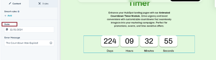 Animated Countdown Timer Module for HubSpot | Documentation